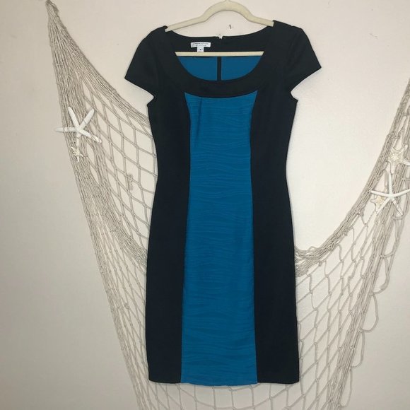 London Style | Dresses | London Style Collection Black Teal Cap Sleeve ...